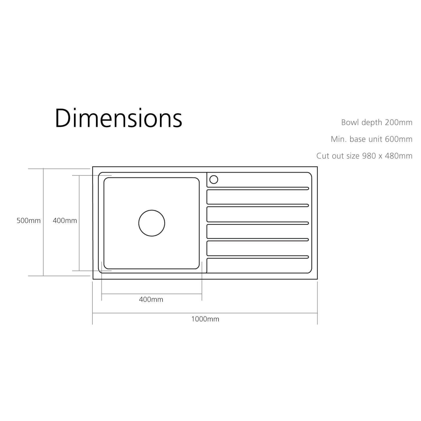 Caple Vanga 1 Bowl Satin Stainless Steel Sink & Waste Kit - 1000 x ...