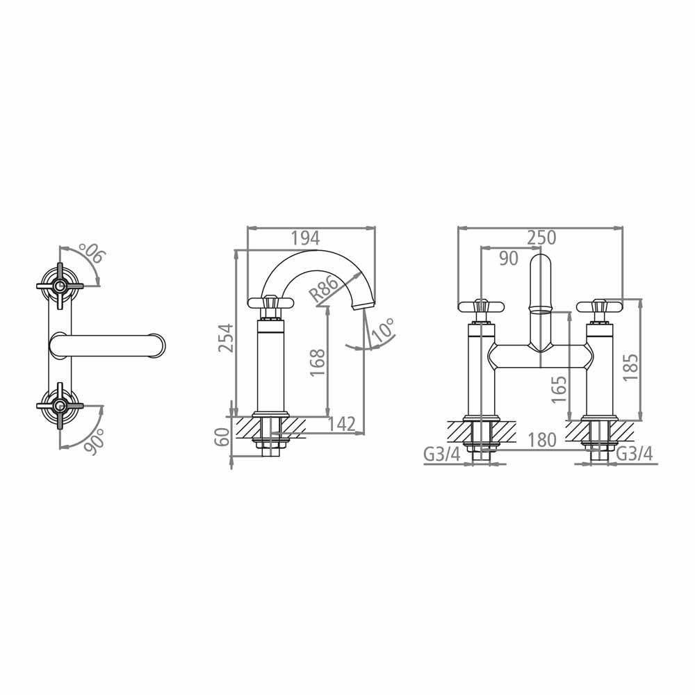 Roper Rhodes Wessex Deck Mounted Bath Filler | Tap Warehouse