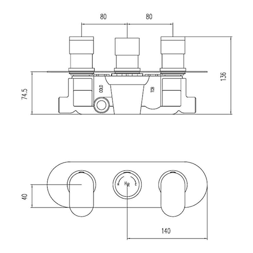 Hudson Reed Reign Round 2 Outlet Concealed Thermostatic Shower Valve ...
