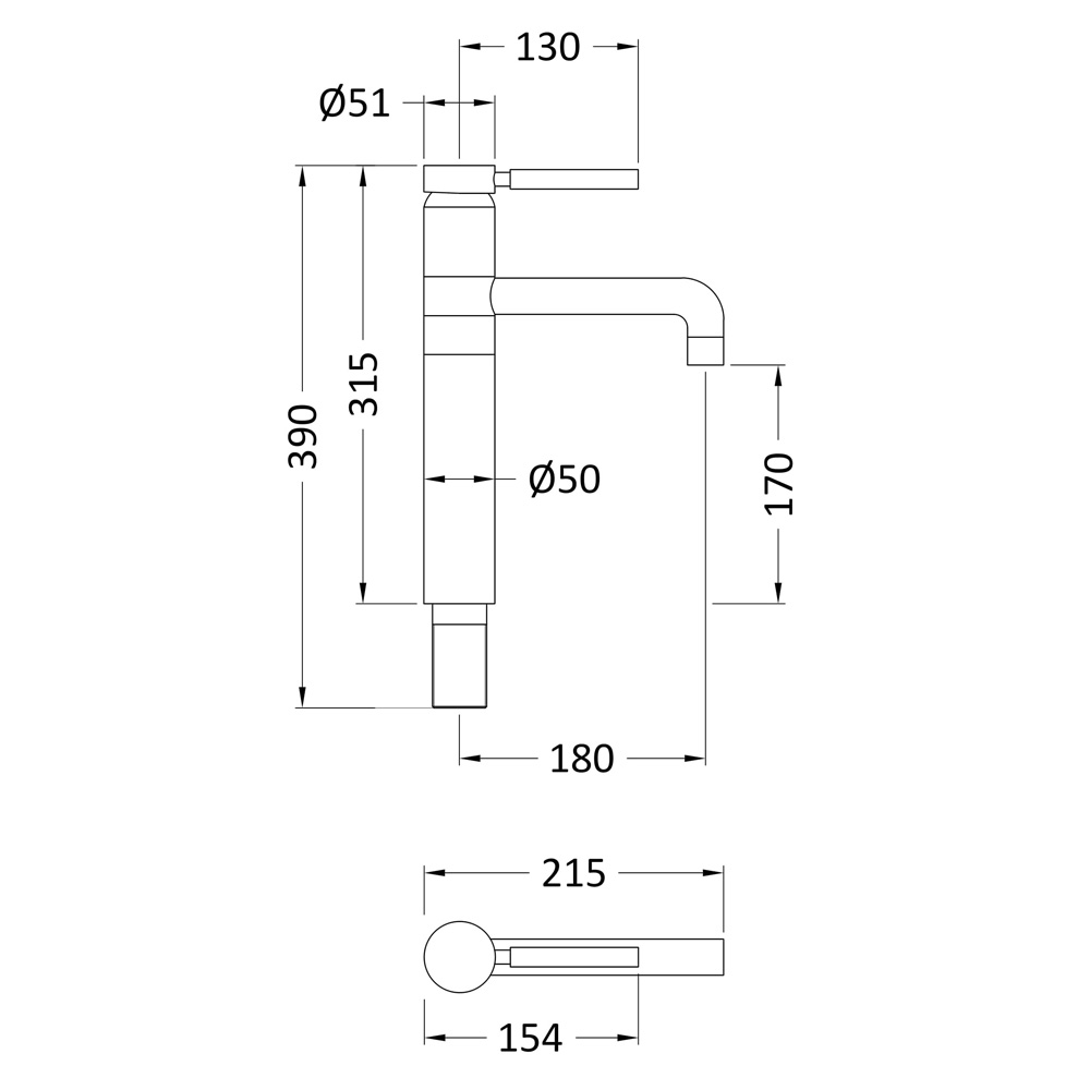 Hudson Reed Tec Lever High Rise Mixer with Swivel Spout | Tap Warehouse