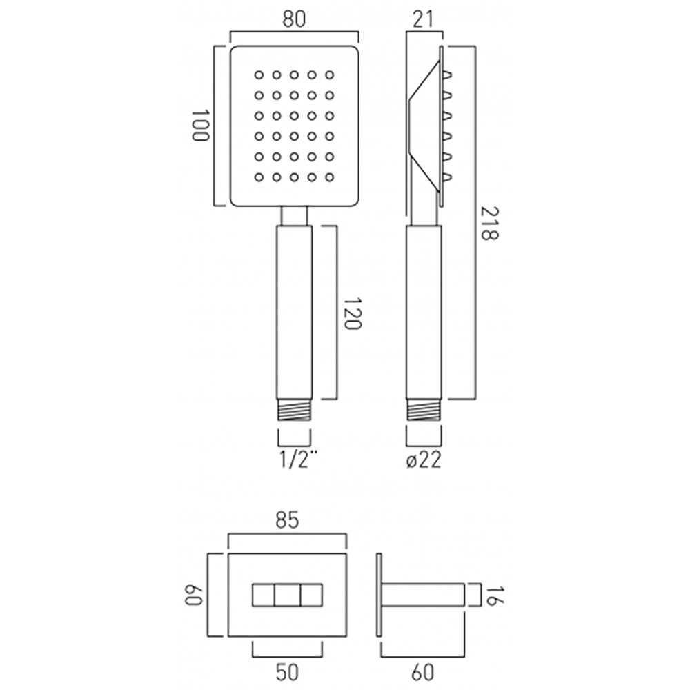Vado Aquablade Square Mini Shower Kit With Integrated Outlet And ...