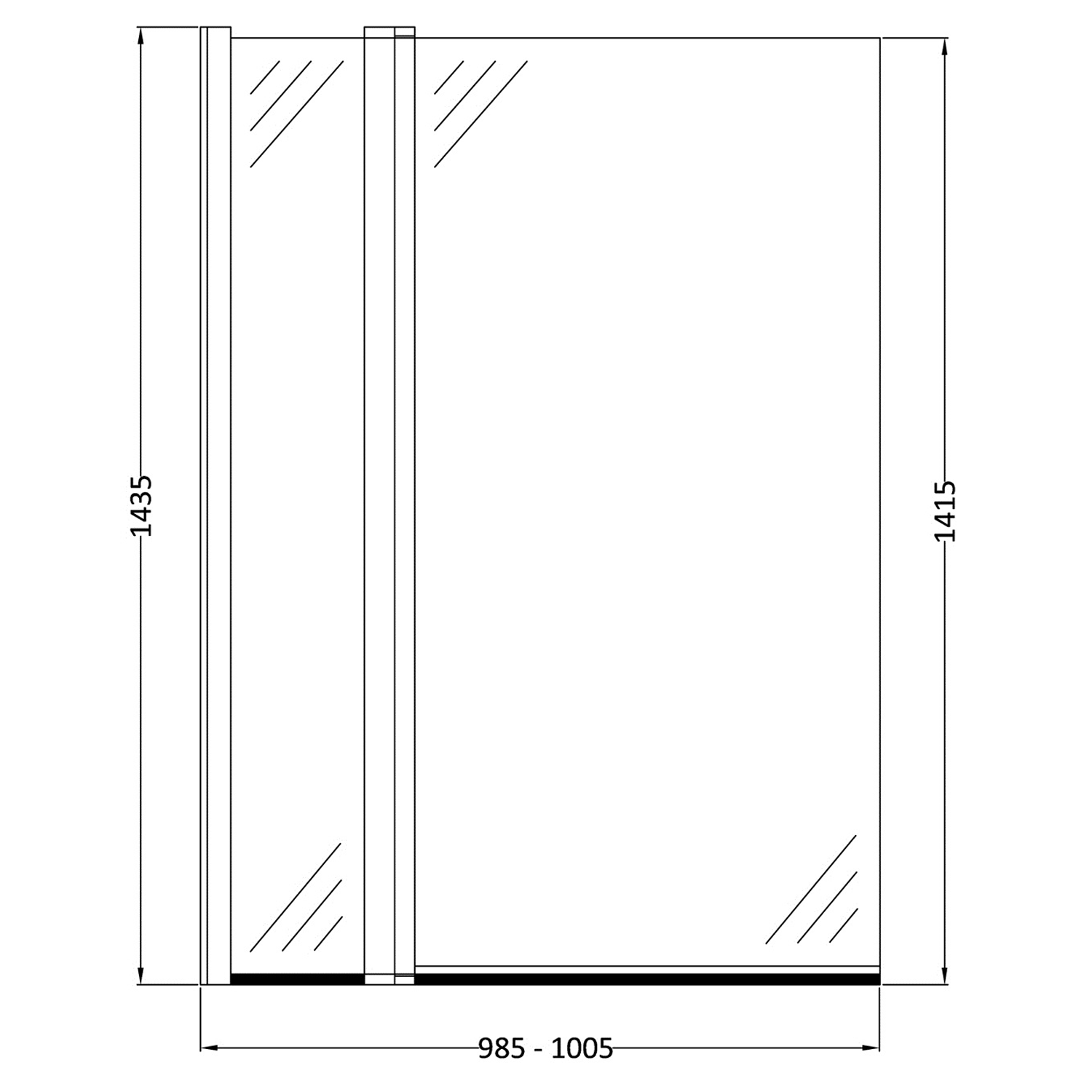 Drench Polished Chrome Square Corner Bath Screen with Fixed Inline ...
