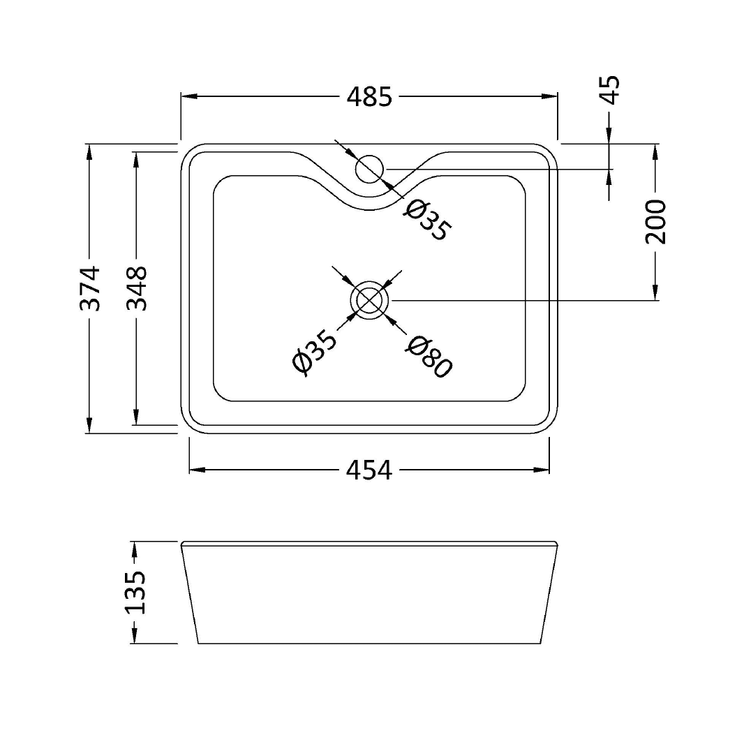 Alana 485mm Rectangular Countertop Basin | Tap Warehouse
