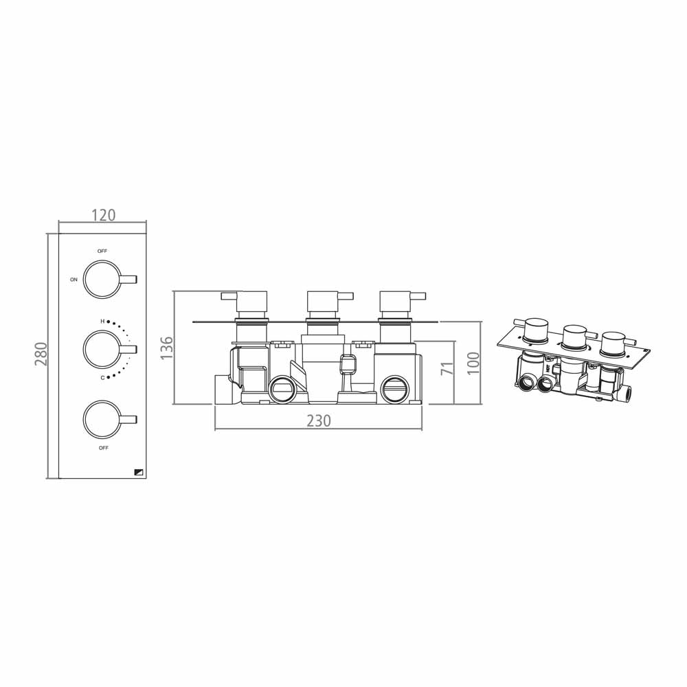 Roper Rhodes Event Round 3 Outlet Concealed Thermostatic Shower Valve ...