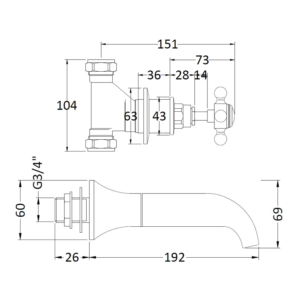Hudson Reed Topaz Wall Mounted Bath Mixer Tap | Tap Warehouse