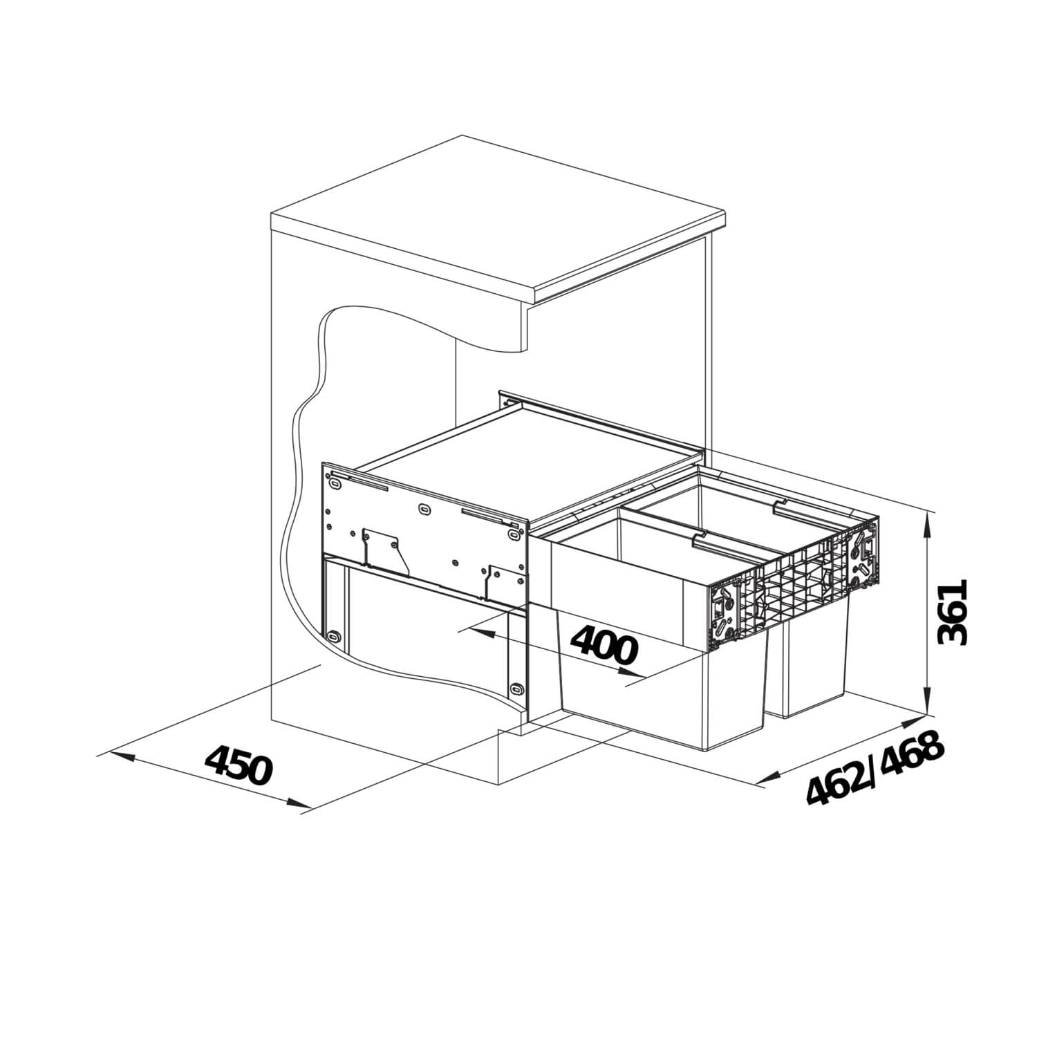 Blanco Select II 50/2 38 litre 2 Container Waste Organiser for 500mm ...