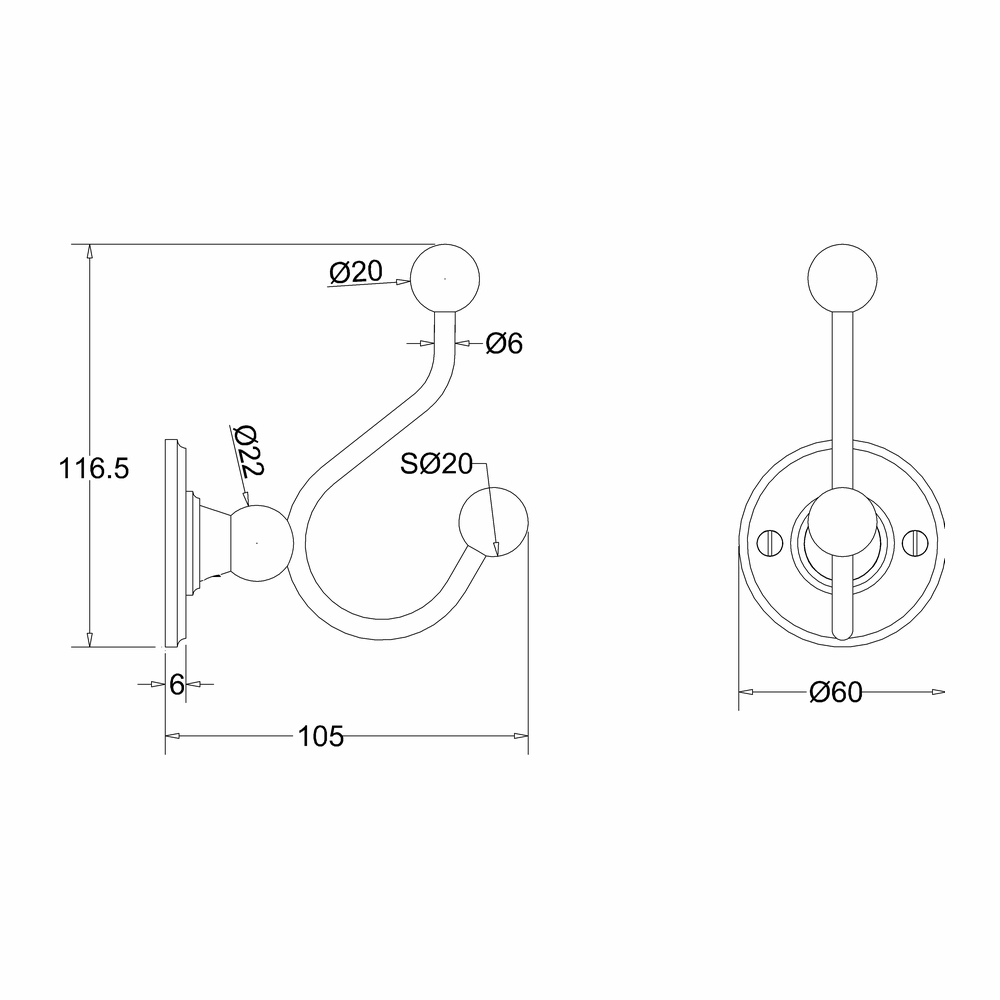 Burlington Double Robe Hook | Tap Warehouse