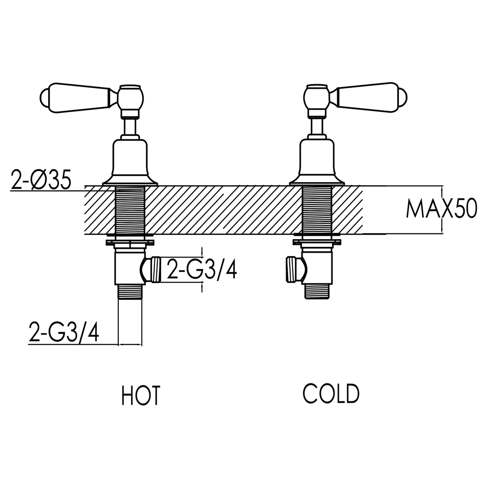 Butler & Rose Caledonia Lever Deck Mounted Panel Valves - Chrome | Tap ...
