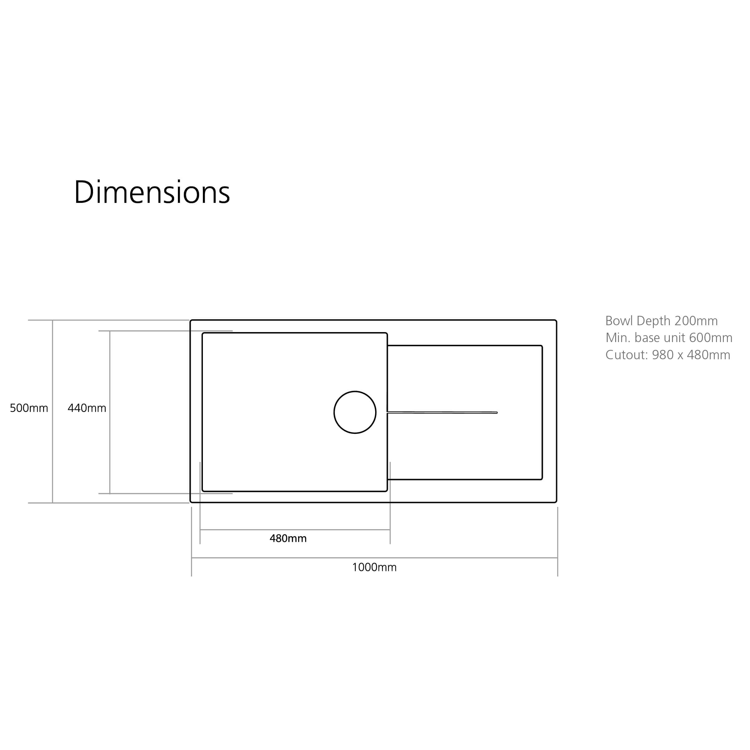 Caple Canis 1 Bowl Granite Composite Kitchen Sink & Waste Kit with ...