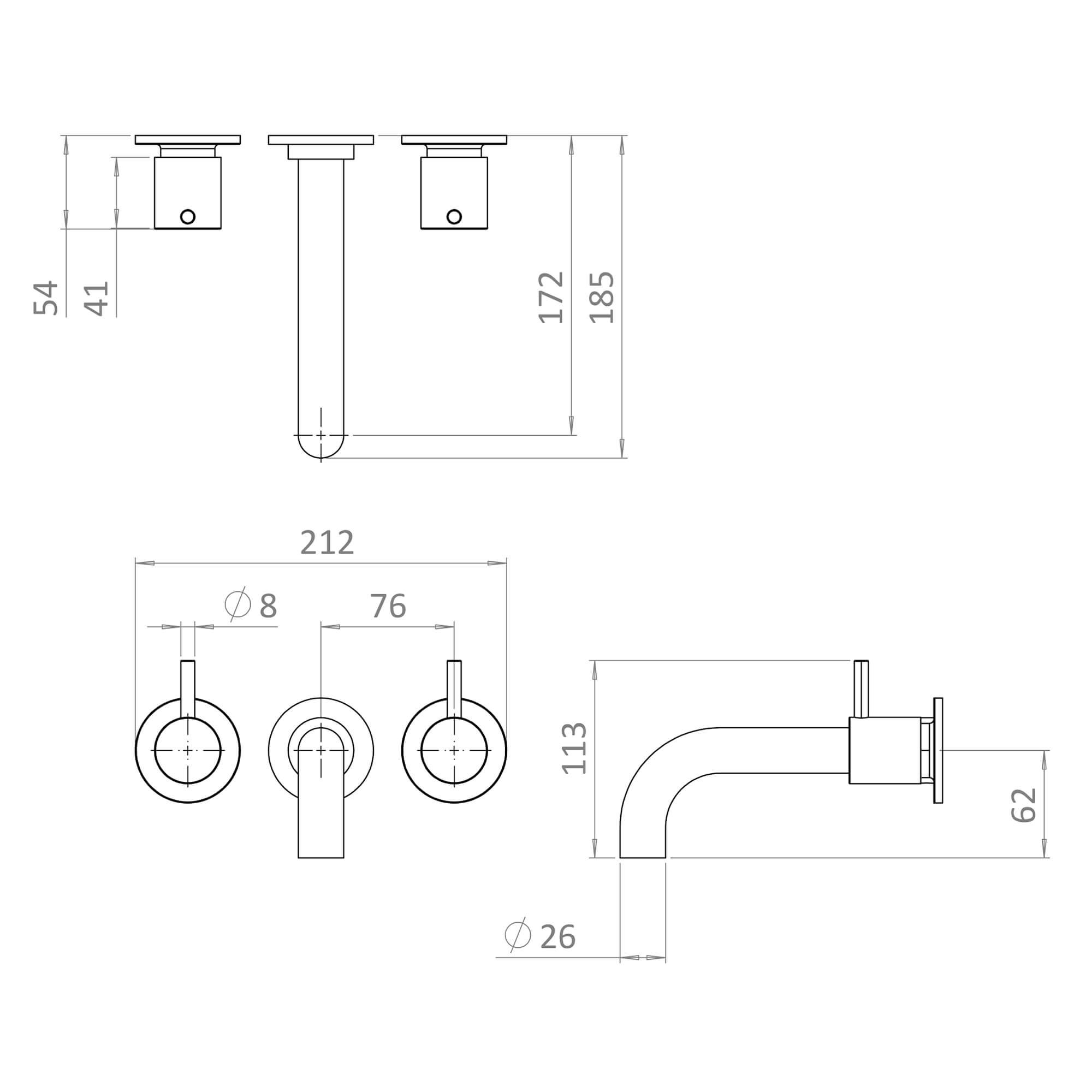 Crosswater MPRO 3 Hole Wall Mounted Bath Filler Tap | Tap Warehouse