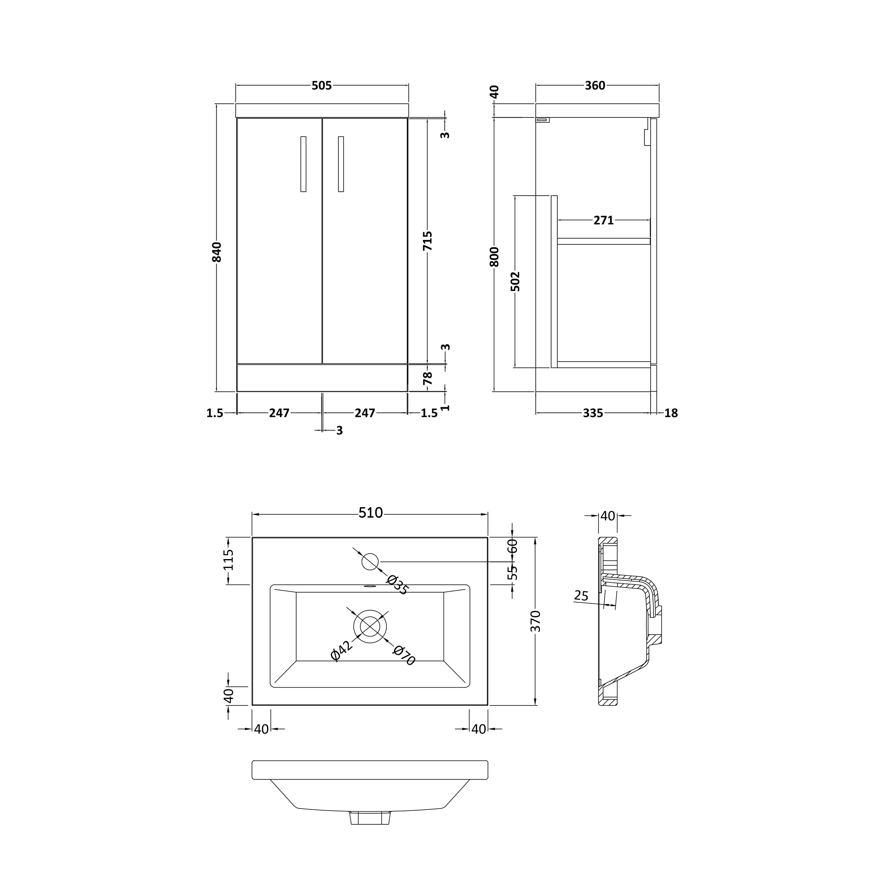 Erin Compact 500mm Floorstanding Cloakroom Vanity Unit & Basin | Tap ...