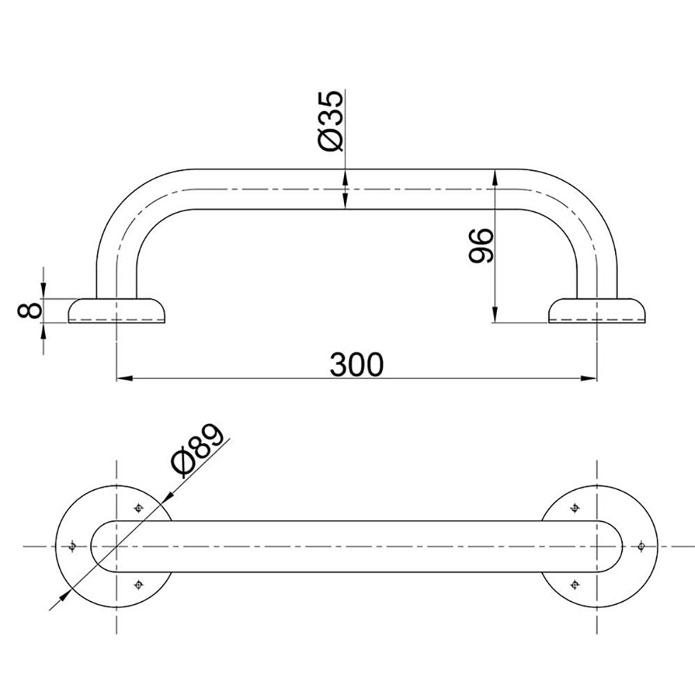 Drench Chrome Grab Rail - 300mm | Tap Warehouse