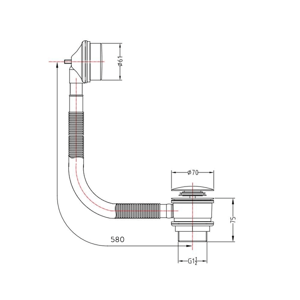 Drench Bath Click Clack Waste with Overflow | Tap Warehouse