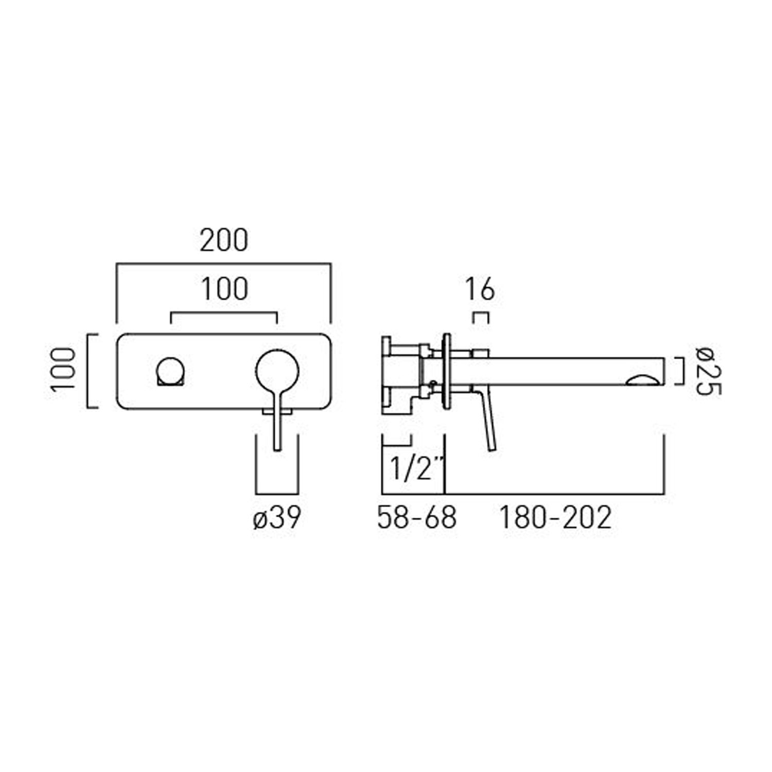 Vado Safari Square Wall Mounted Basin Mixer Tap | Tap Warehouse