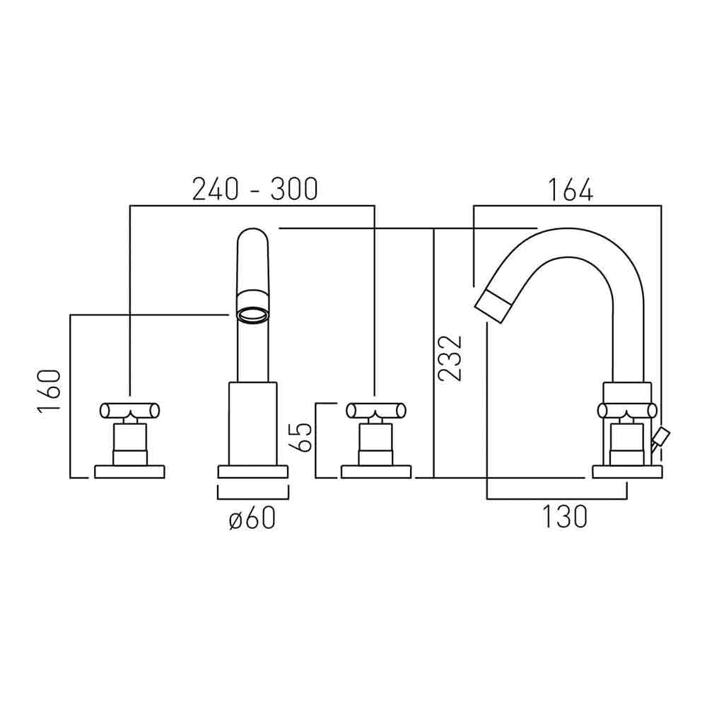 Vado Elements Water 3 Hole Basin Mixer with Pop-Up Waste | Tap Warehouse