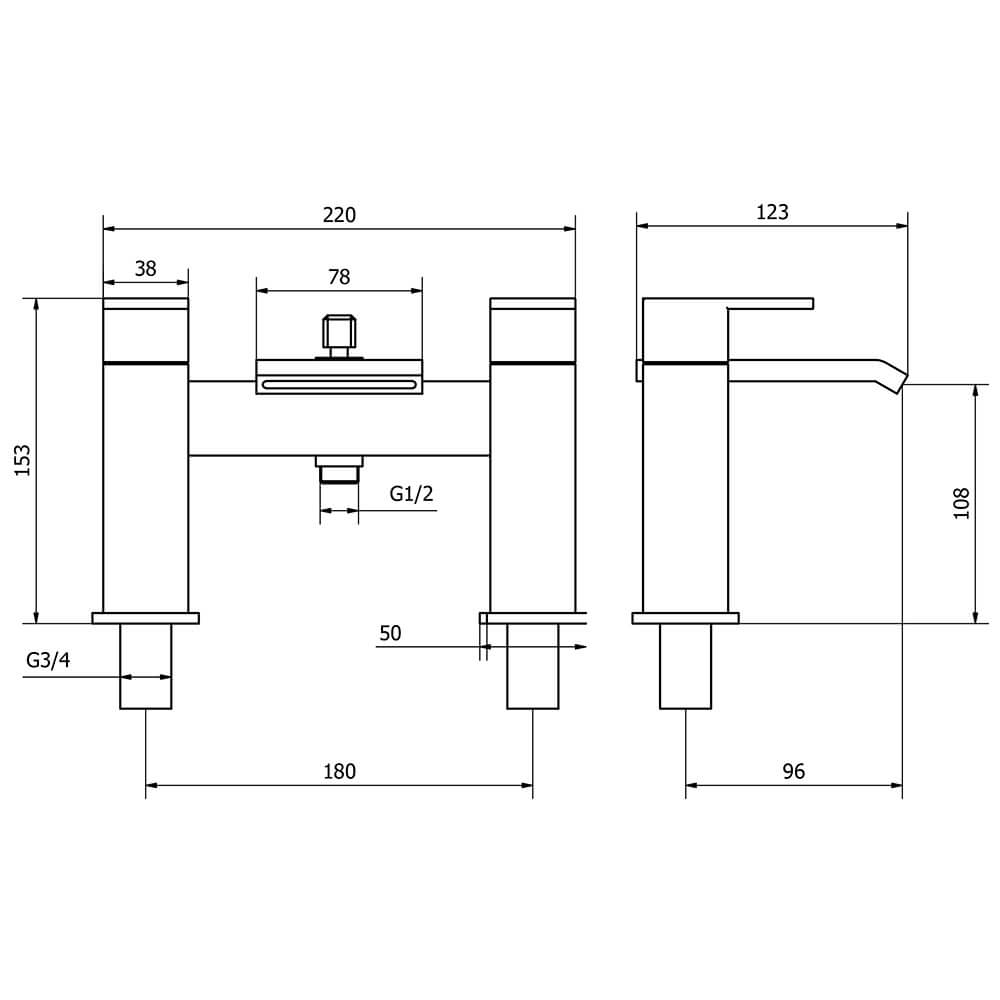 Vellamo Falcon Waterfall Bath Shower Mixer | Tap Warehouse