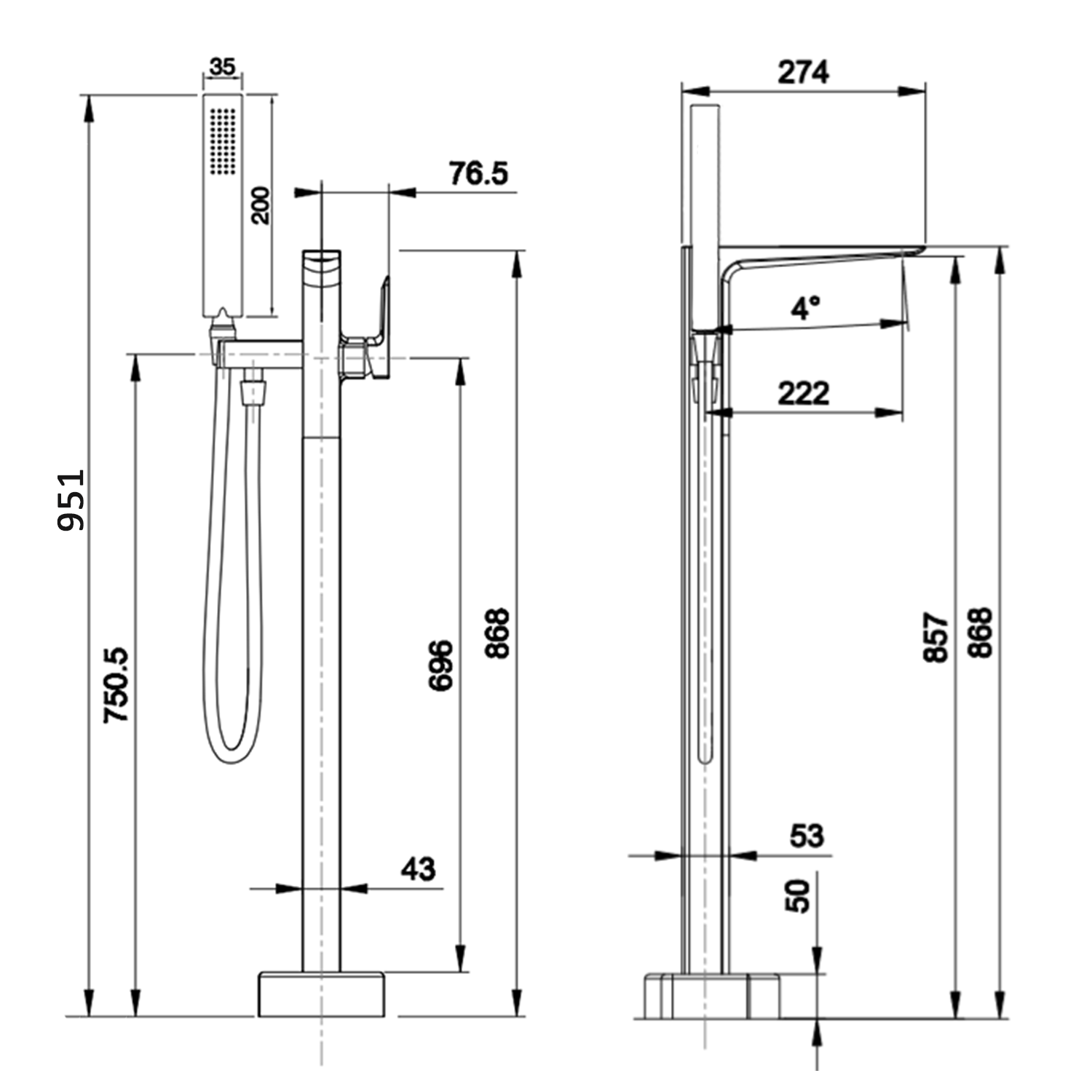 Harbour Status Floorstanding Bath Shower Mixer - Brushed Brass | Tap ...