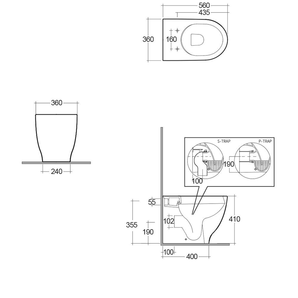 RAK Harmony-Moon Back to Wall Rimless Toilet with Soft Close Seat | Tap ...