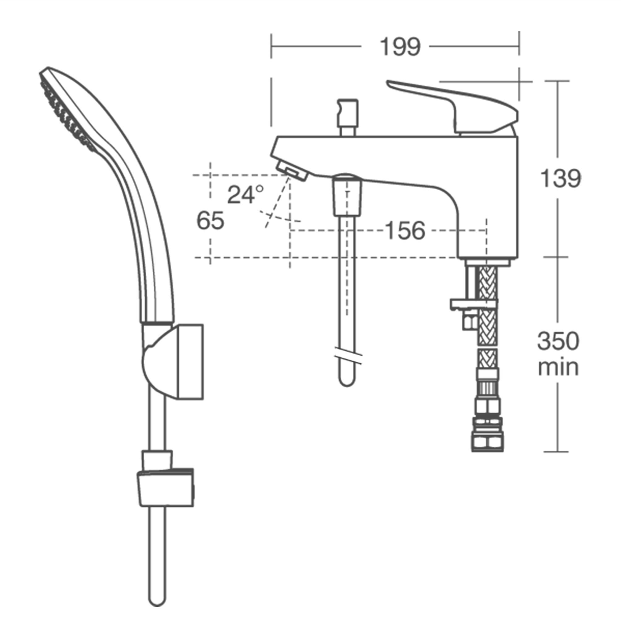 Ideal Standard Ceraflex Mono Bath Shower Mixer Tap & Shower Kit | Tap ...