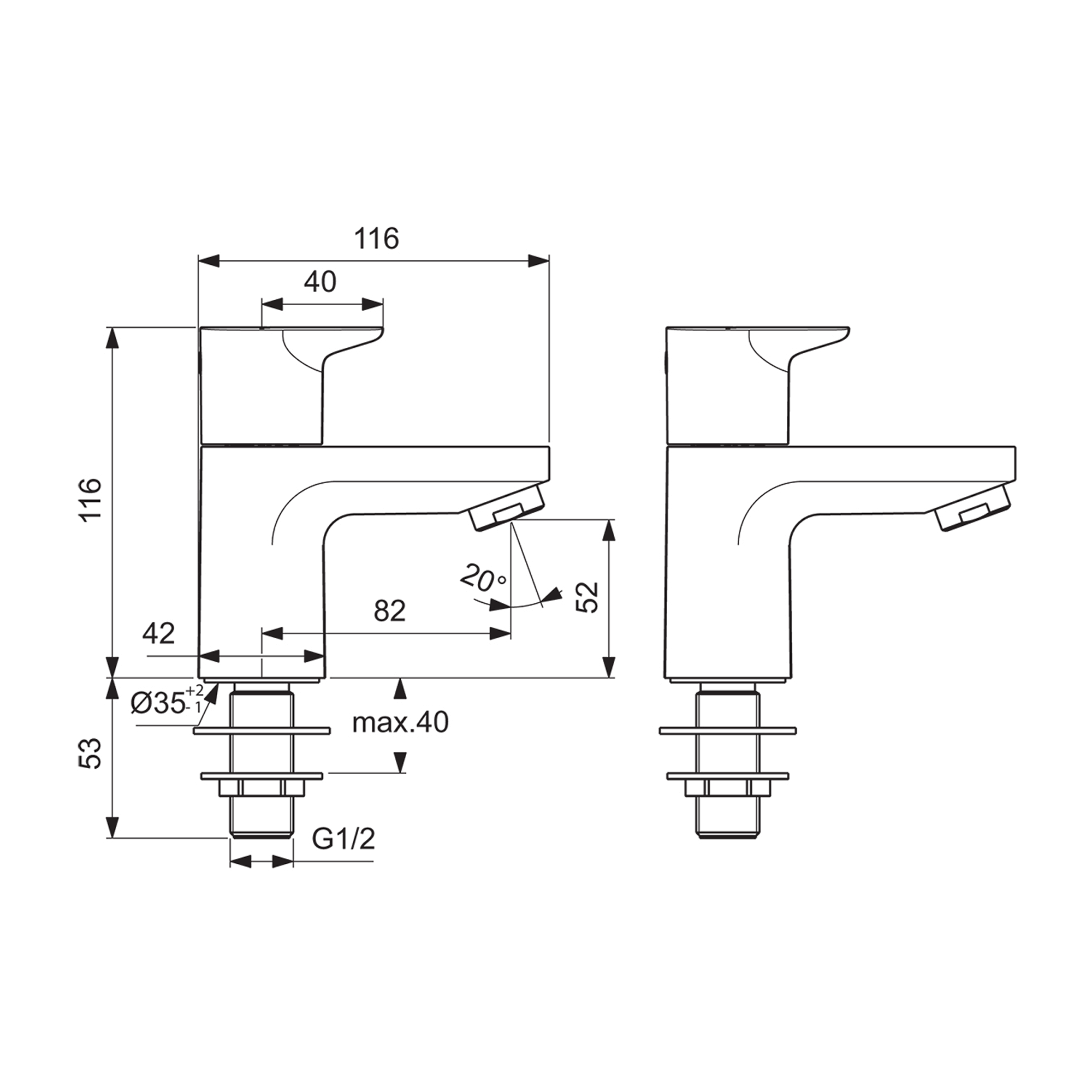 Ideal Standard Ceraplan Basin Pillar Taps | Tap Warehouse