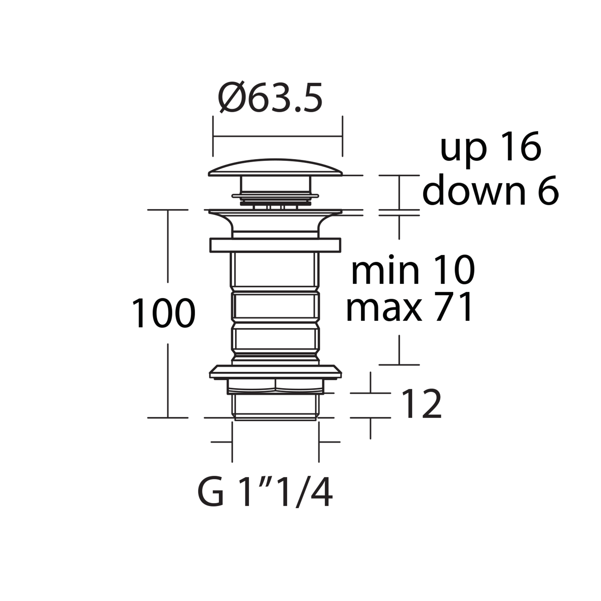 Ideal Standard Luxury Unslotted Clicker Basin Waste | Tap Warehouse