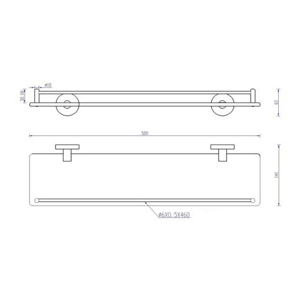 Inox Brushed Stainless Steel Glass Shelf | Tap Warehouse