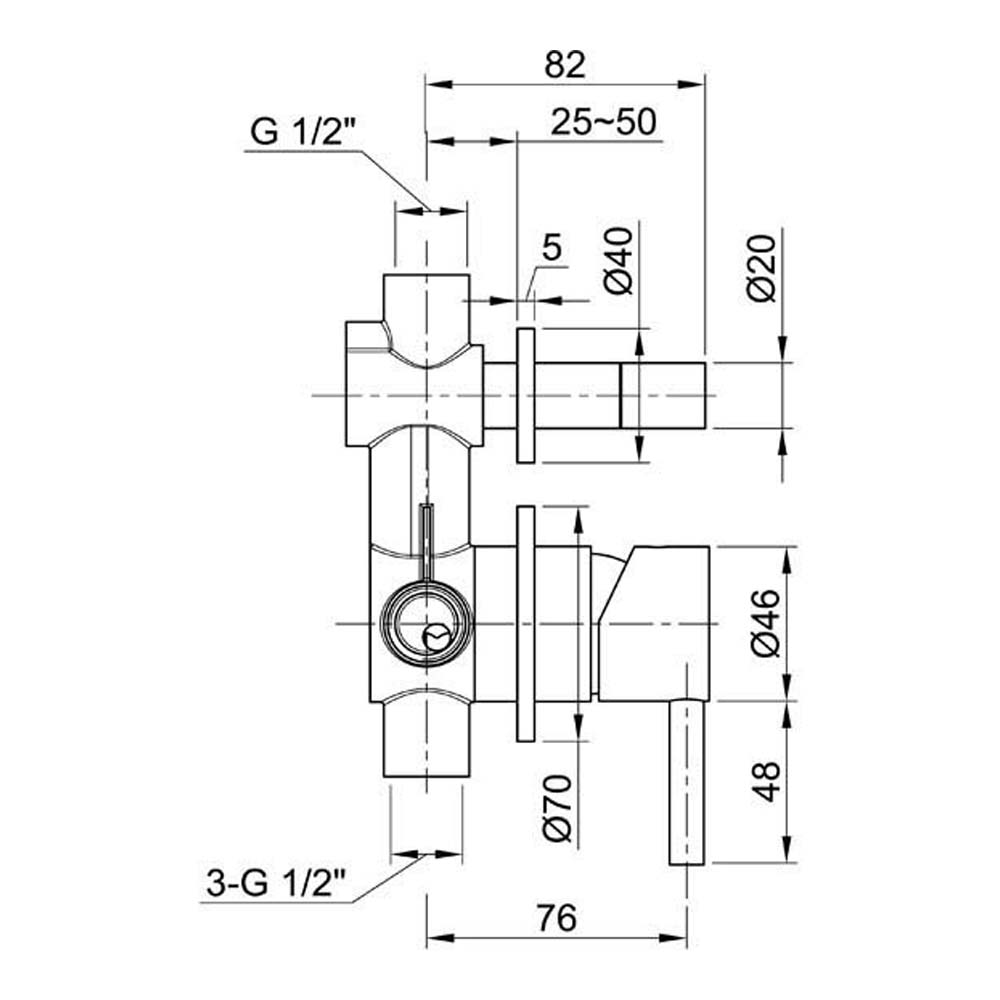 Inox Brushed Stainless Steel Concealed Shut Off Valve with 2-Way ...