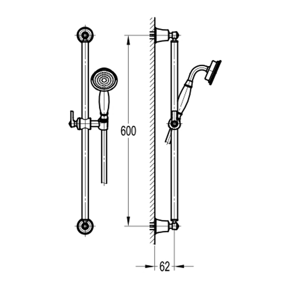 Flova Liberty Slide Rail Kit with Single Function Handset - Chrome ...