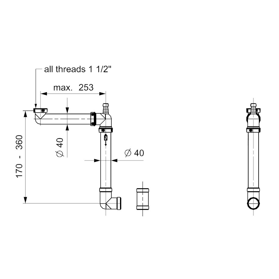 Reginox Panama Space Saving Plumbing Waste Syphon | Tap Warehouse
