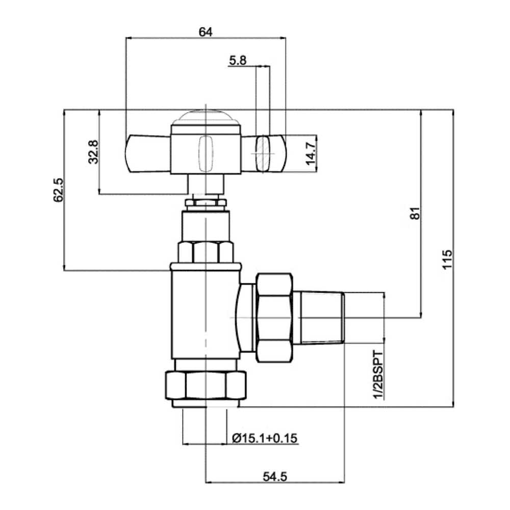 Hudson Reed Crosshead Angled Radiator Valves | Tap Warehouse