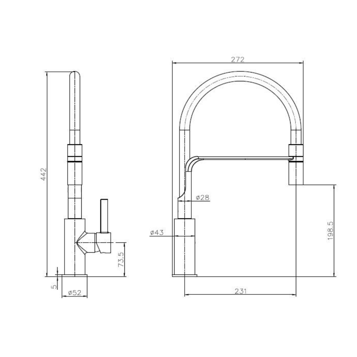 Reginox Aurora Single Lever Chrome & Black Pull Out Mono Kitchen Mixer ...