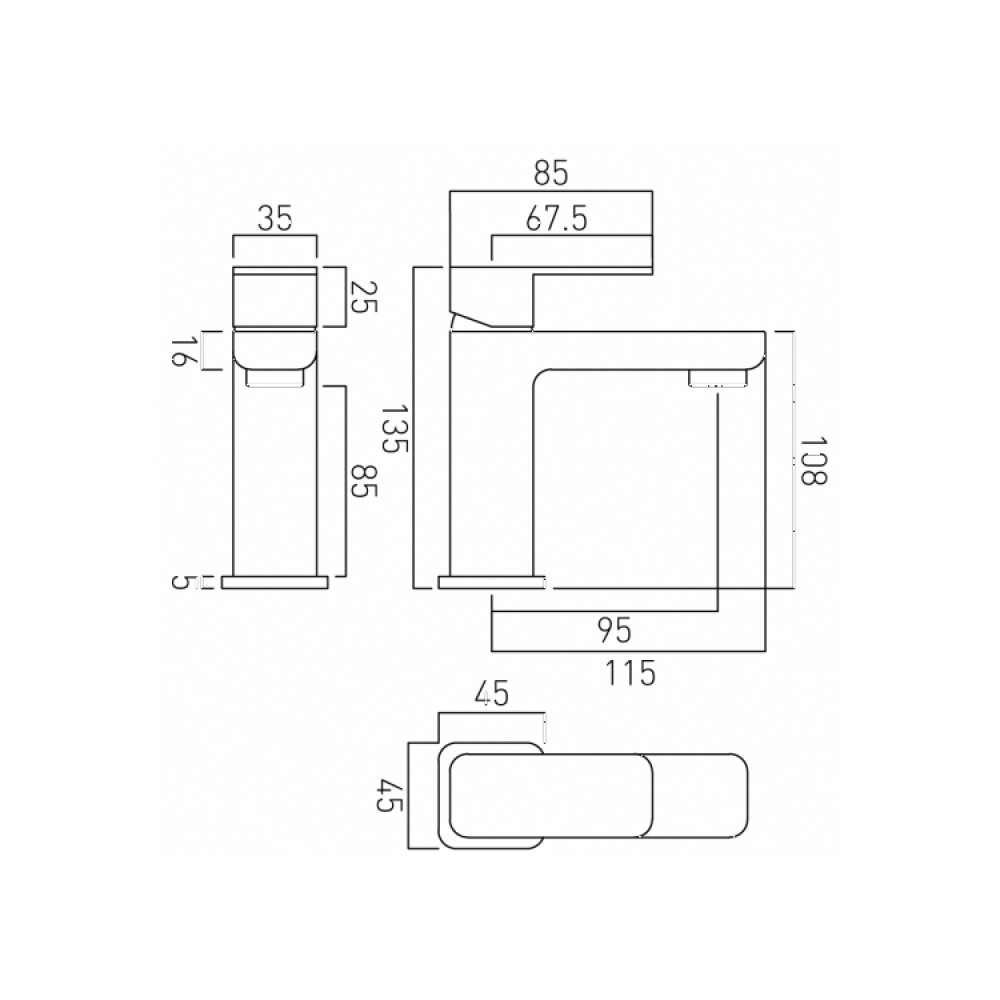 Vado Phase Single Lever Mini Mono Basin Mixer | Tap Warehouse