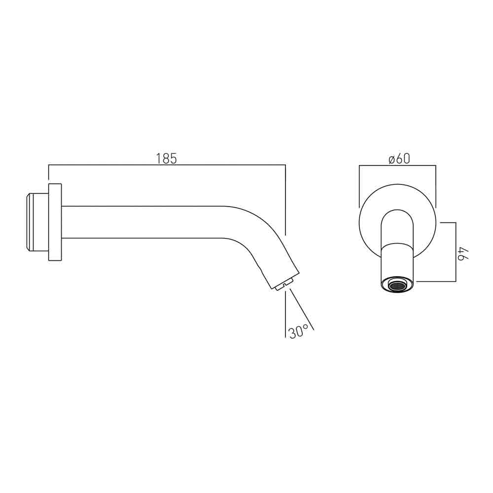 Vado I-tech Wall Mounted Infrared Spout | Tap Warehouse