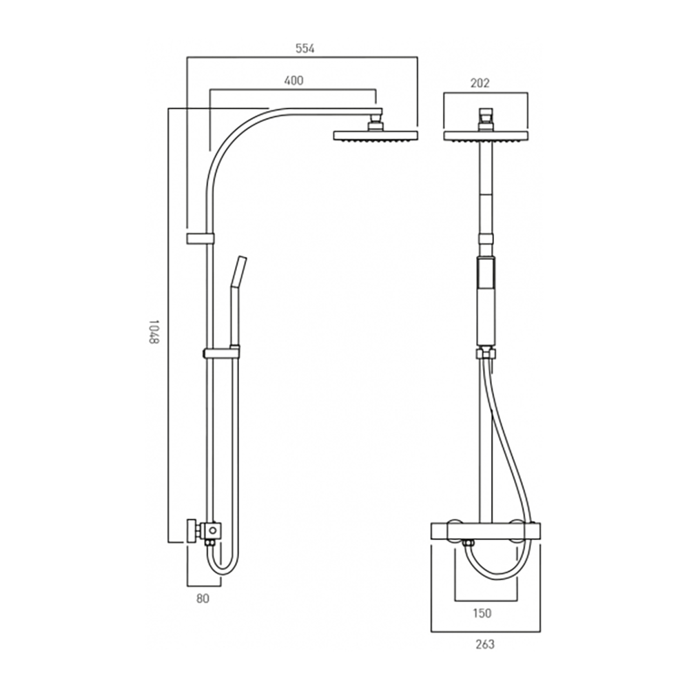 Vado Velo Square Thermostatic Shower Valve with Integrated Diverter ...
