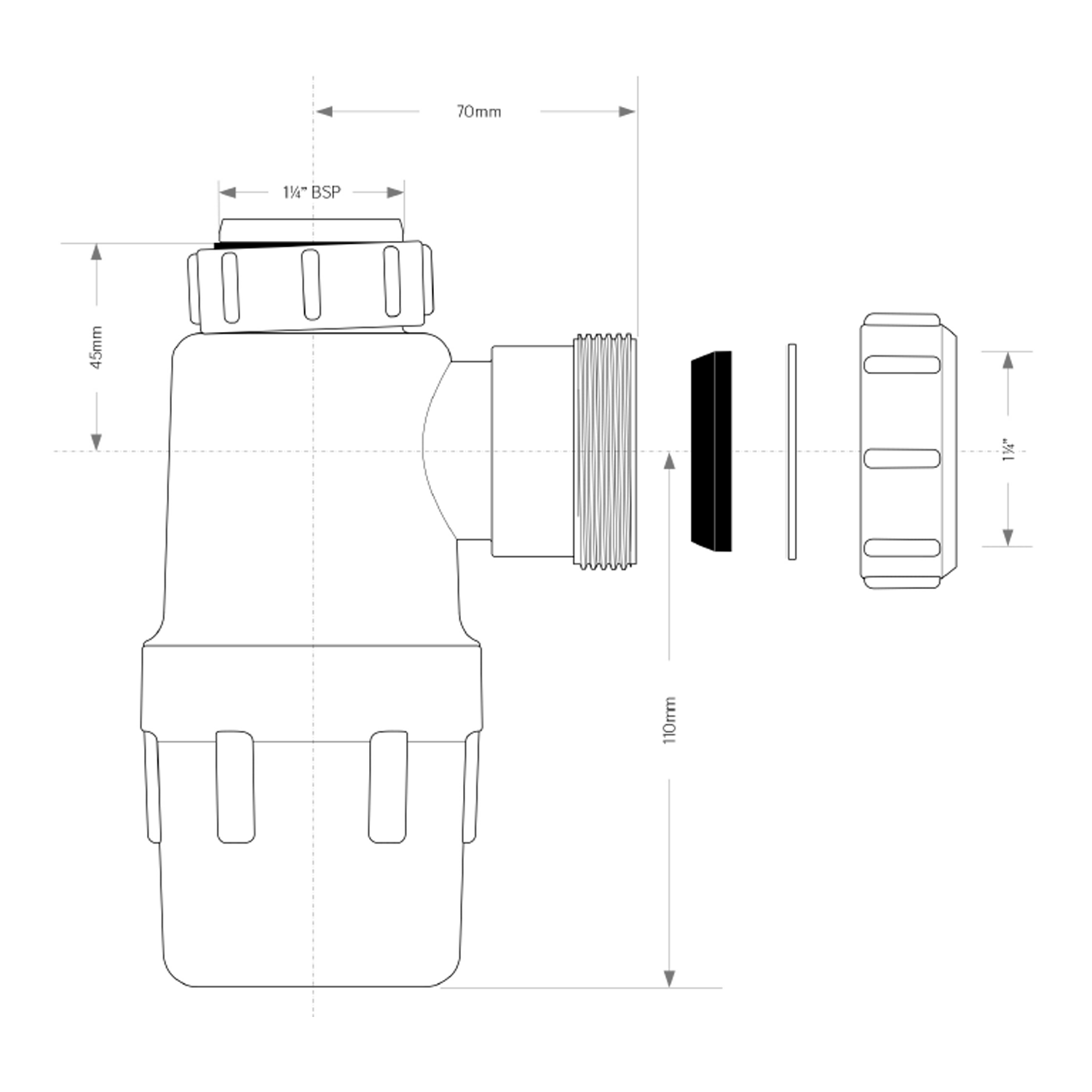 Vellamo 32mm Telescopic Bottle Trap | Tap Warehouse