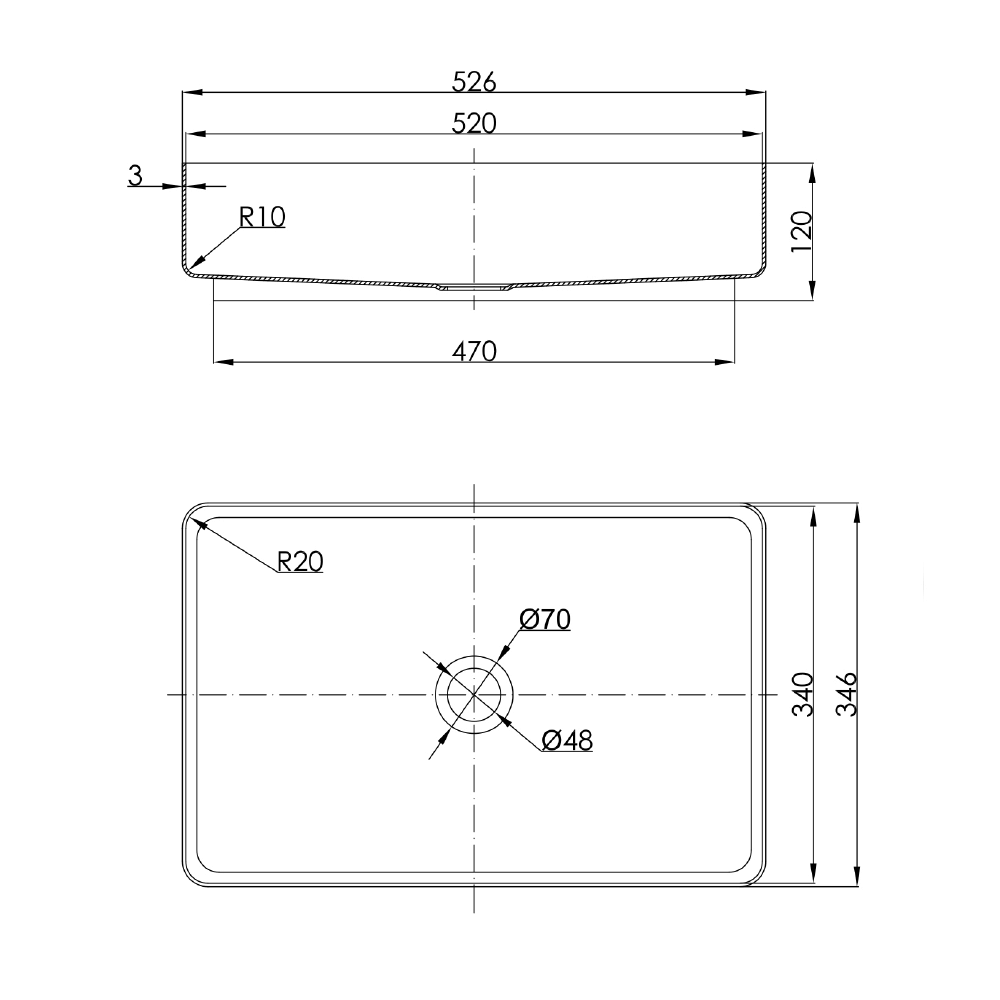 VOS Rectangular Stainless Steel Countertop Basin - Matt Black | Tap ...