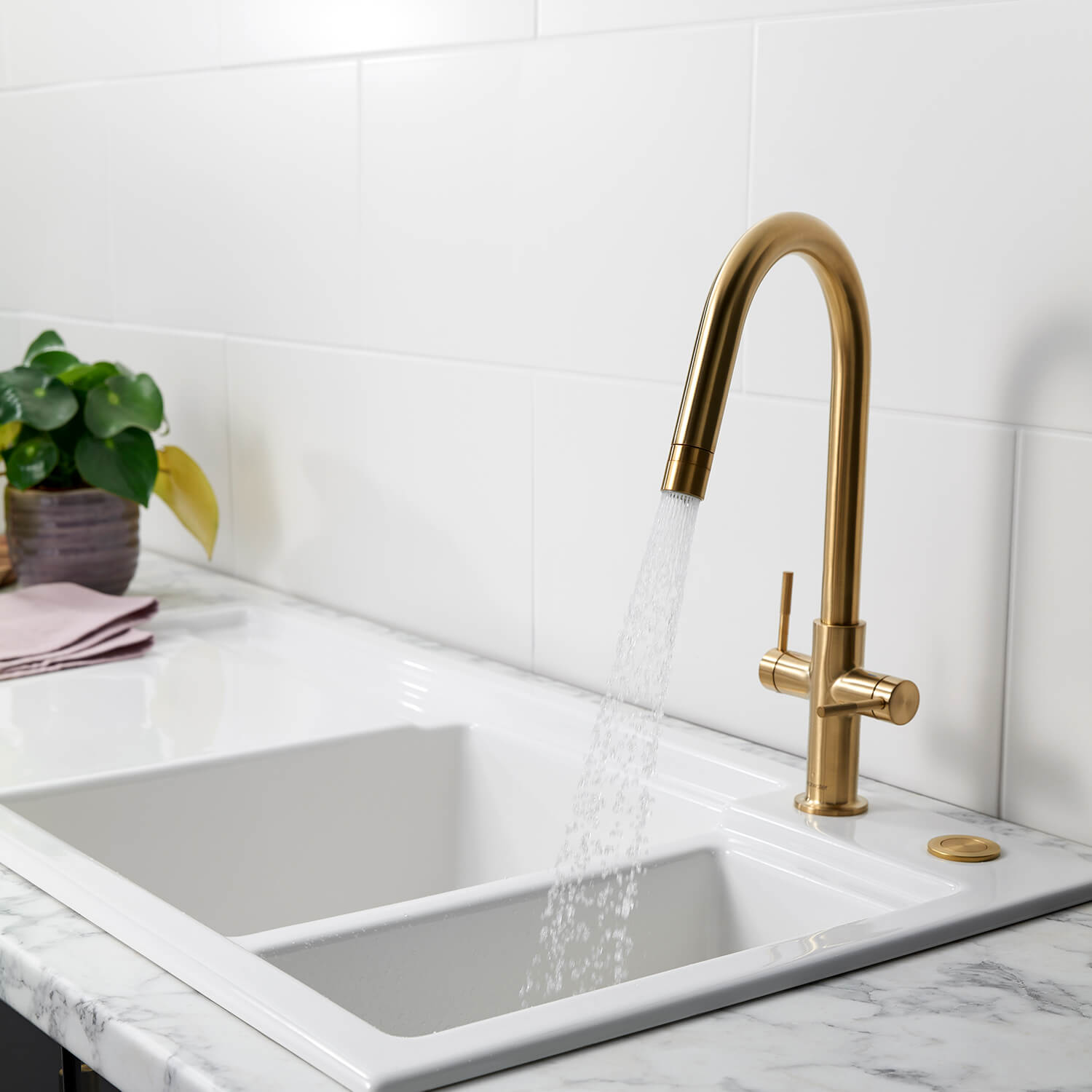 Clearwater Topaz Twin Lever Mono Kitchen Mixer with 'Twist & Spray ...