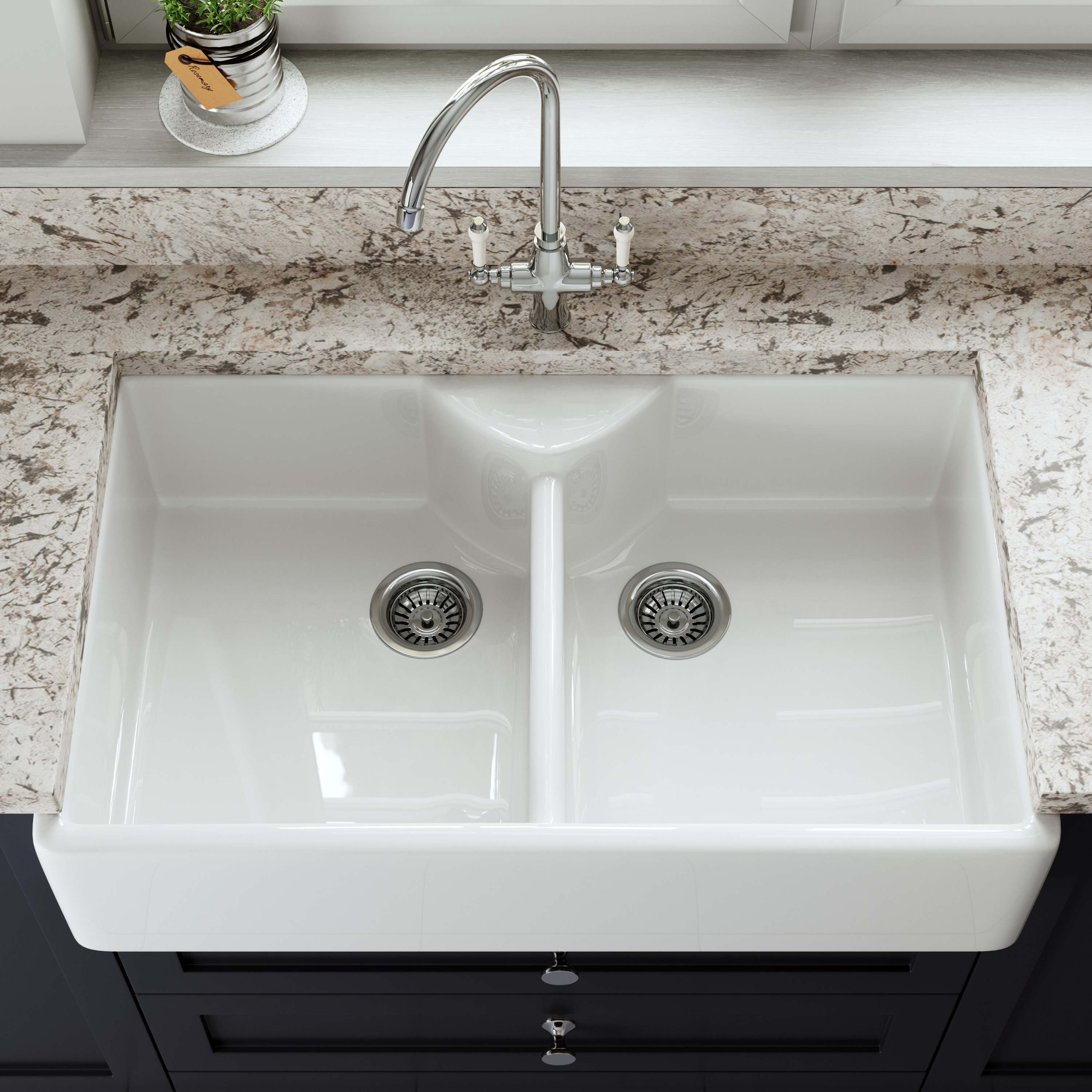 Butler & Rose Large Double Belfast / Butler Ceramic Fireclay Kitchen ...