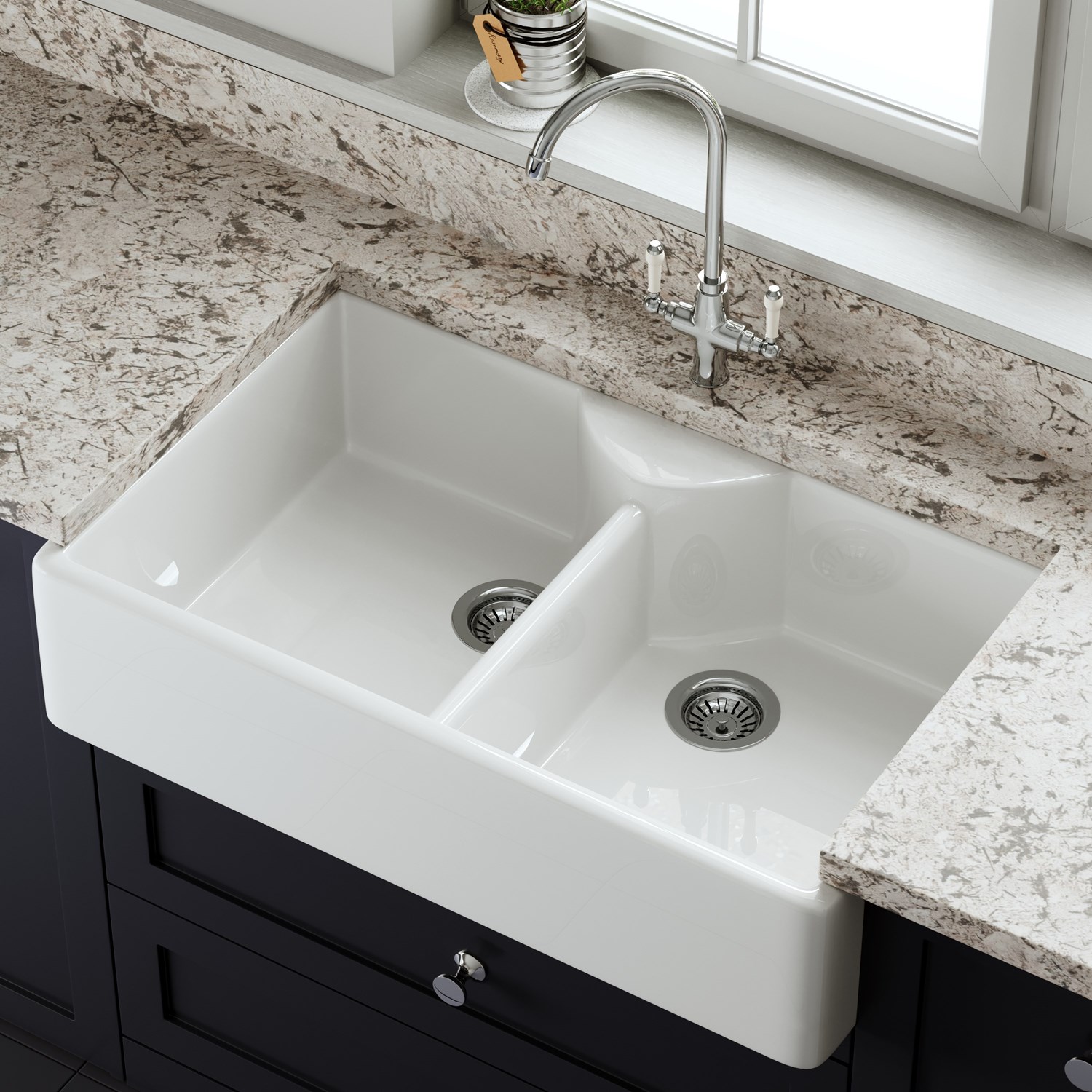 Butler & Rose Large Double Belfast / Butler Ceramic Fireclay Kitchen ...